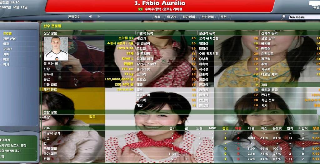 오랜만에 보는 전설의 fm06시절 파비우 아우렐리우 - FM 뒤로가기 - 챔피온쉽 매니저 - 대한민국